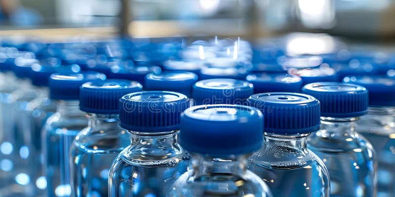 Vials with Blue Caps Contaminated for Chemical Analysis in Lab. Concept ...