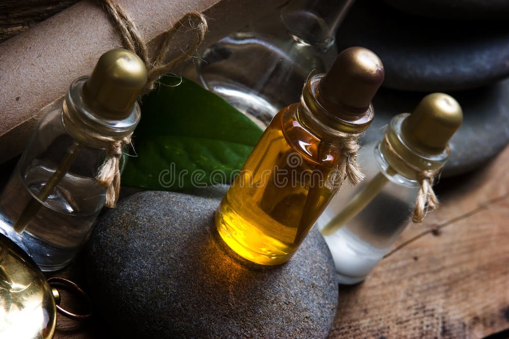 Vials with essential oils stock photo. Image of flask - 19076304