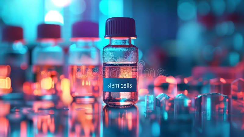 Vials Labeled Stem Cells are Illuminated by Colorful Lab Lights ...