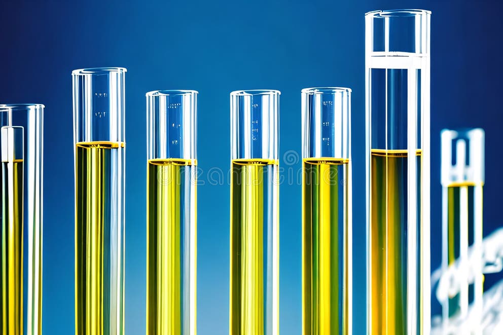Vials of Multicolored Fluids in a Laboratory Setting Stock Illustration ...