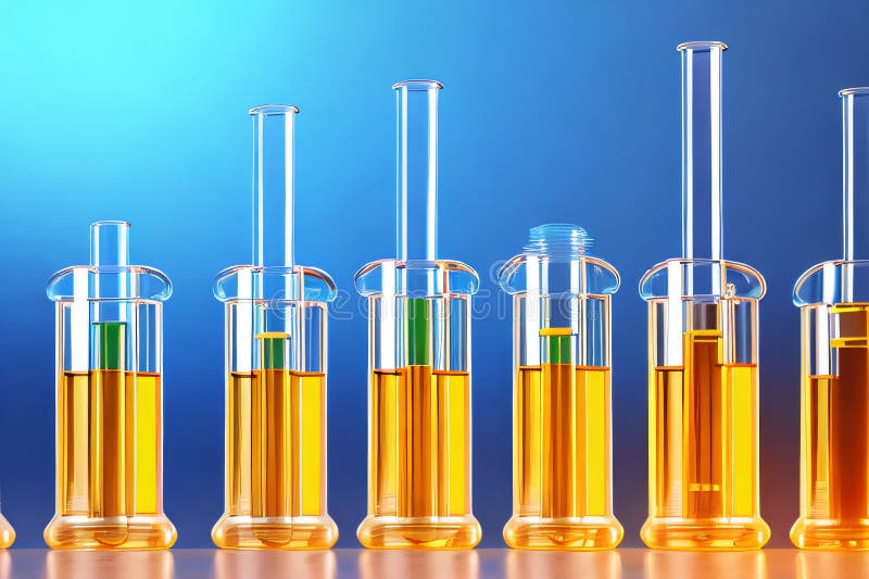 Vials of Multicolored Fluids in a Laboratory Setting Stock Illustration ...