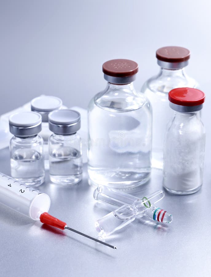Vials and Syringe, Studio Shot Stock Image - Image of shot, blue: 68887871