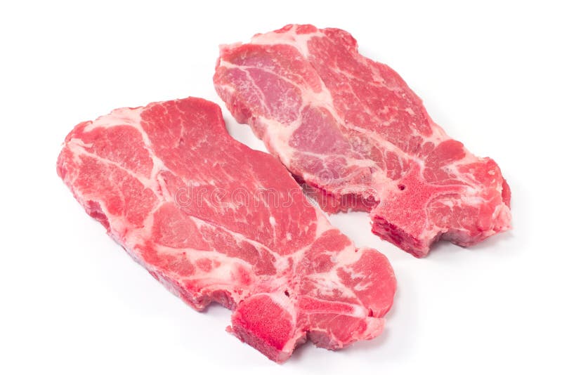 Viande De Côtelette De Cou De Porc D'isolement Sur Le Blanc Photo stock ...