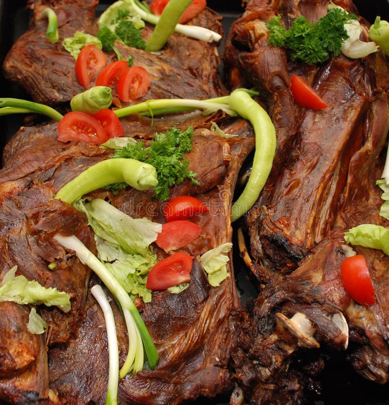 Viande de chèvre grillée image stock. Image du baked - 24489473