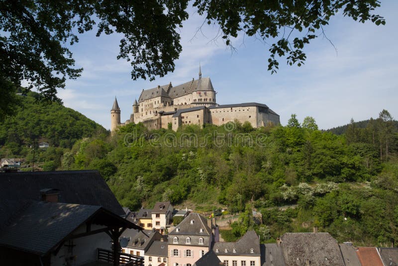 Vianden Castle and Viaden Town Stock Photo - Image of stone, tourist ...