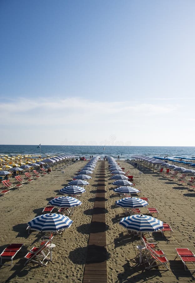 Viareggio S Sandy Beach, Tusca Stock Photo - Image of summer, forte ...