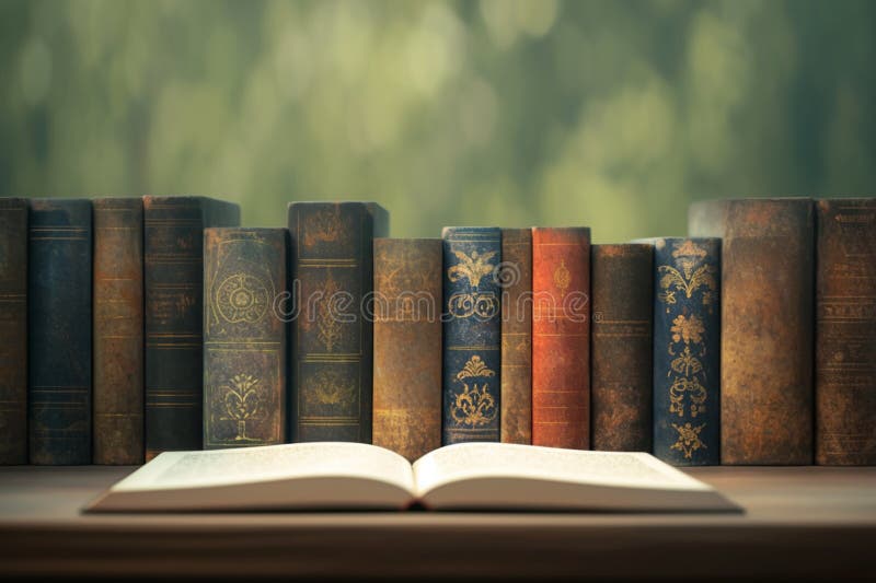 Vibe Stack of Ancient Books on Table Back To School Stock Illustration ...