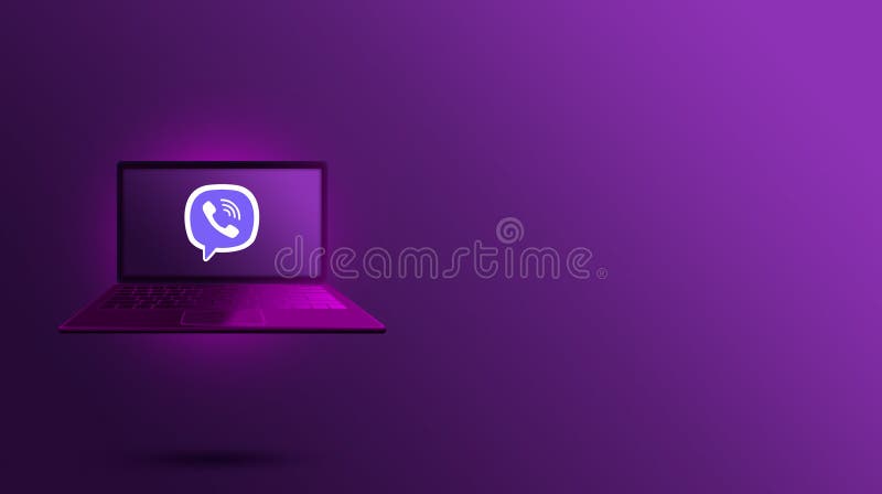Viber Logo on Laptop Screen 3d Rendering. Technology Device Computer ...