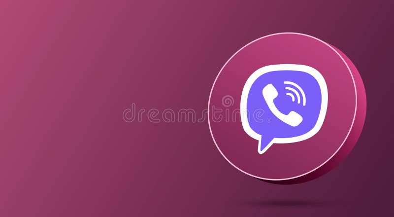 Viber Logo Minimal Design on the Round Button 3d Render. Social Media ...