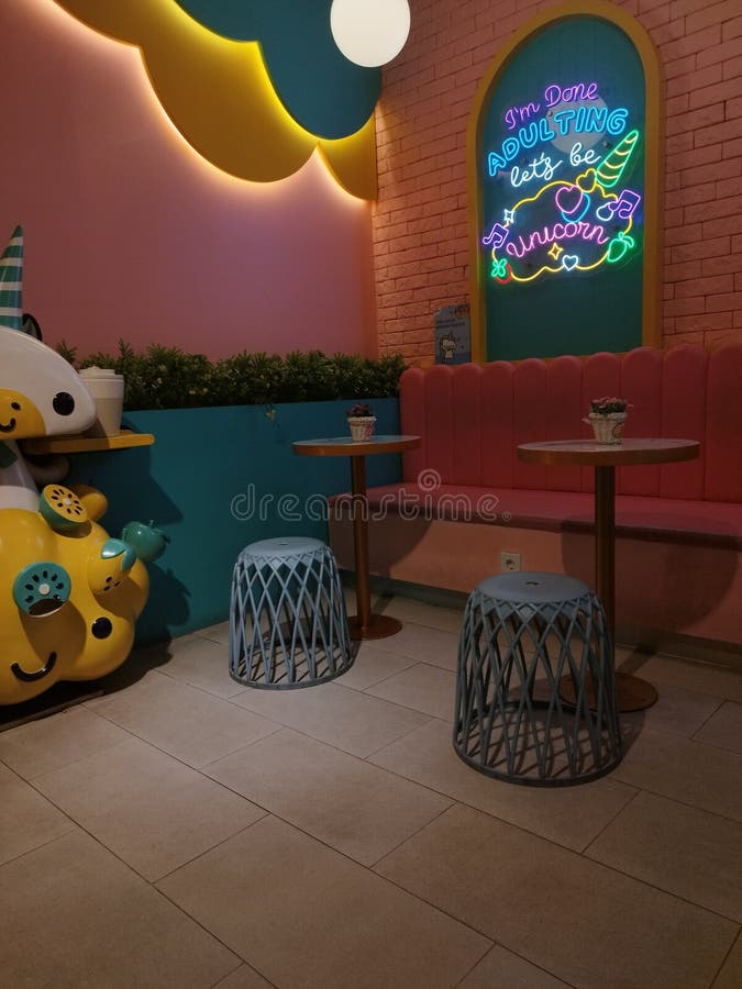Vibes in Kids Cafe editorial stock photo. Image of yellow - 270365133