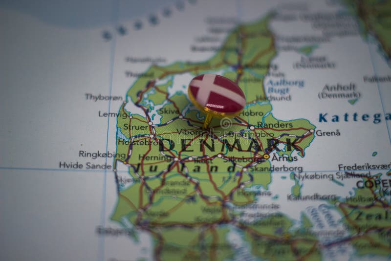 Viborg Pinned on a Map with the Flag of Denmark Stock Photo - Image of ...
