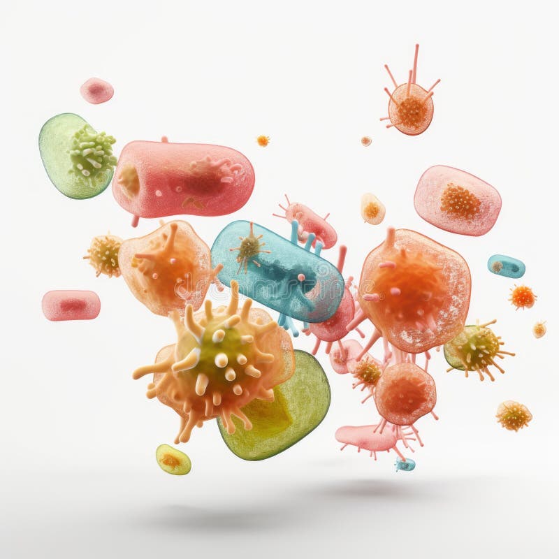 Vibrant 3d Bacteria Assemblages on White Background Stock Illustration ...