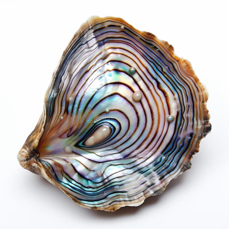Vibrant Abalone Shell on Crisp White Background Composition Stock ...