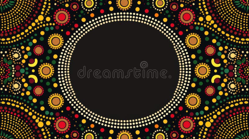 Vibrant Aboriginal Art Style Frame with Intricate Dot Patterns Stock ...