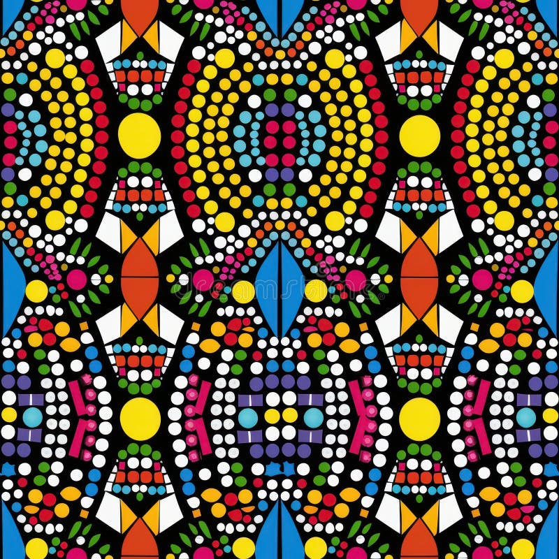 Vibrant Aboriginal Dot Painting Style Seamless Pattern Stock Image ...