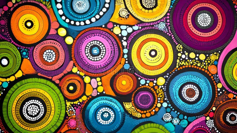 Vibrant Abstract Aboriginal Dot Painting Background Showcasing Dynamic ...