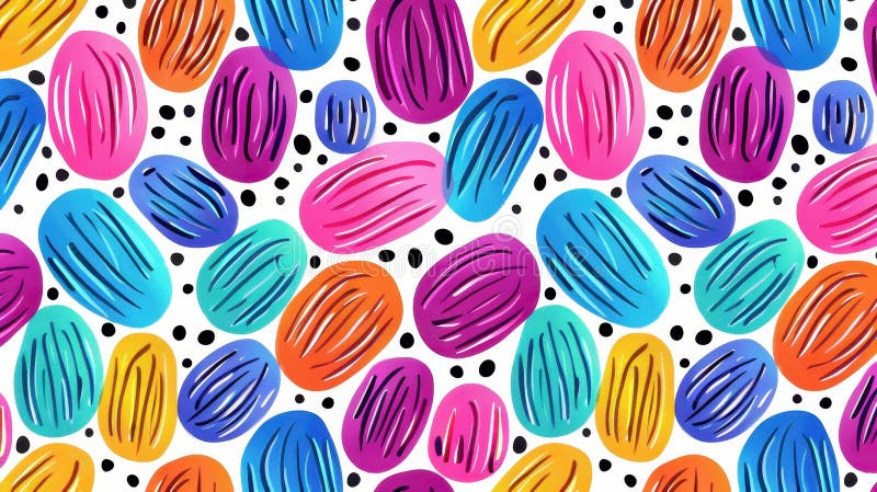 Vibrant Abstract Art Background with Colorful Oval Shapes and Memphis ...