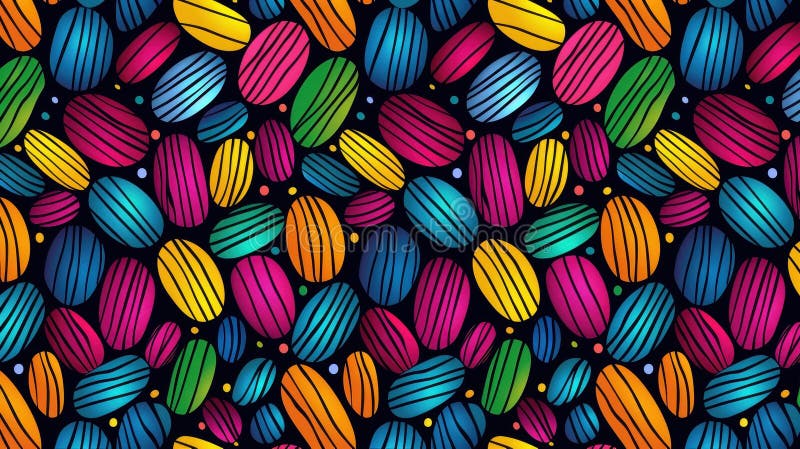 Vibrant Abstract Art Background with Colorful Oval Shapes and Memphis ...