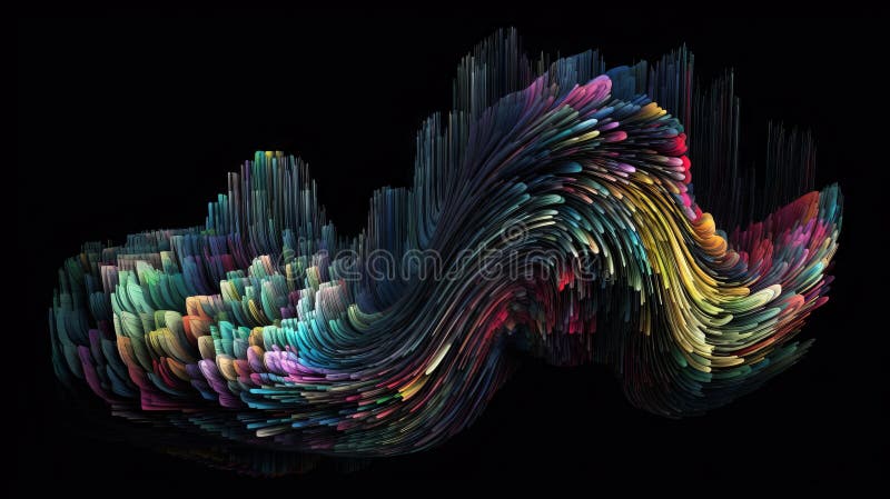 Vibrant Abstract Art on Black AI Generated Stock Illustration ...