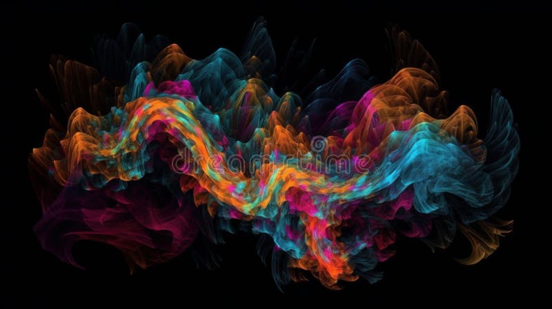 Vibrant Abstract Art on Black AI Generated Stock Illustration ...