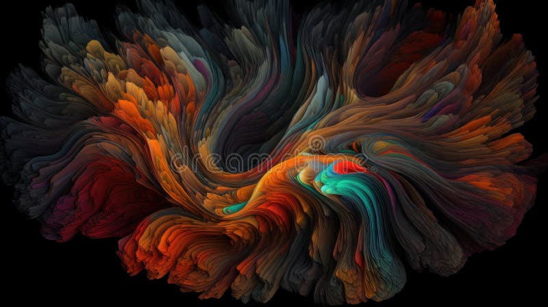 Vibrant Abstract Art on Black AI Generated Stock Illustration ...