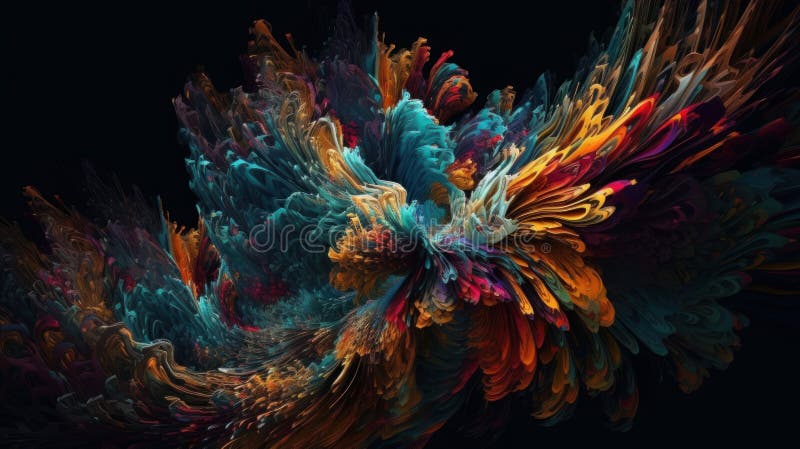 Vibrant Abstract Art on Black AI Generated Stock Illustration ...