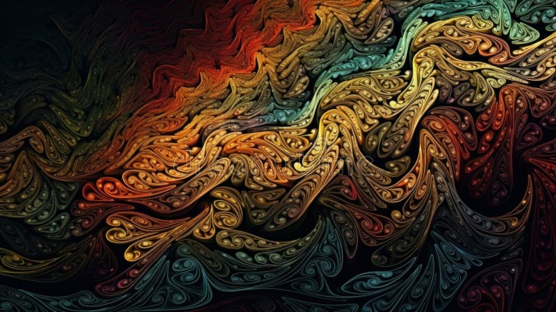 Vibrant Abstract Art on Black AI Generated Stock Illustration ...