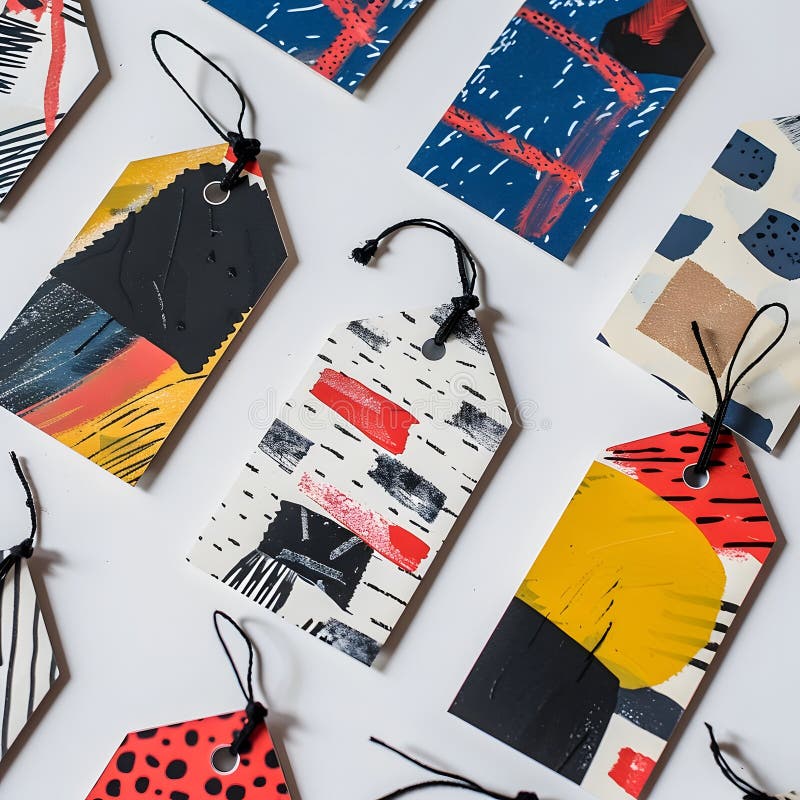 Vibrant Abstract Art Bookmarks, Flat Lay, Top View Stock Illustration ...