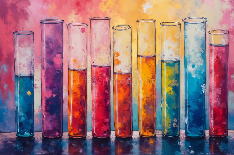 Vibrant Abstract Art a Colorful Exploration of Test Tubes and Liquids a ...