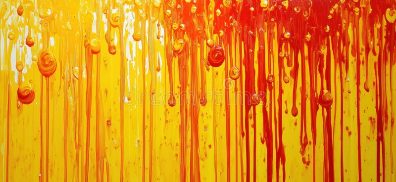 Vibrant Abstract Art with Dripping Yellow and Red Paint, Swirls and ...