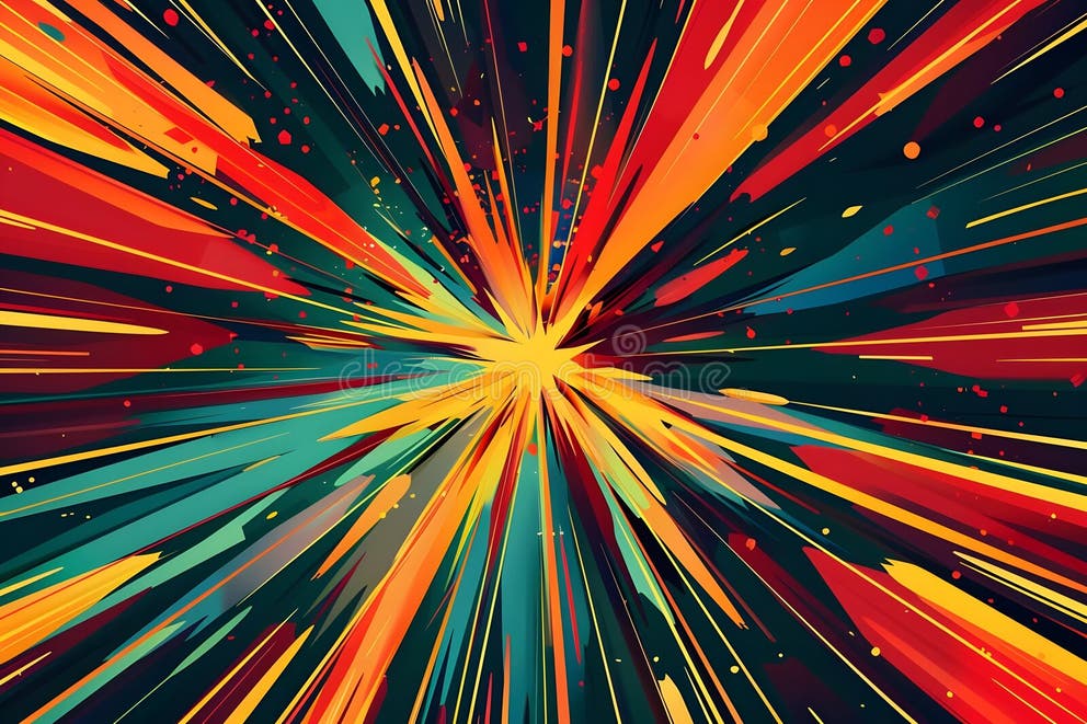 Vibrant Abstract Art, Exploding Colors Radiate Dynamically, Creating an ...