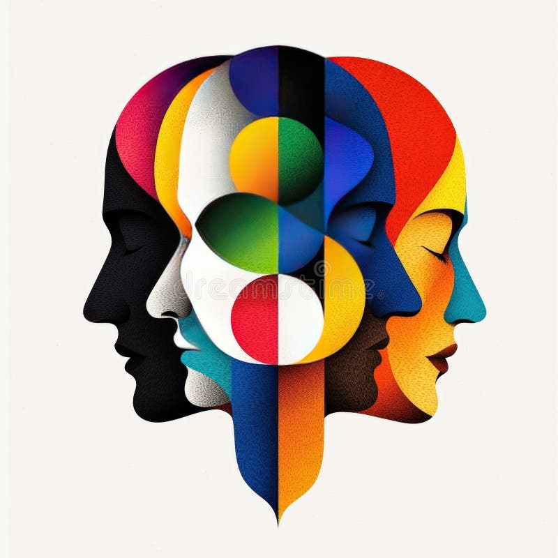 Vibrant Abstract Art Featuring Colorful Human Faces in a Creative ...