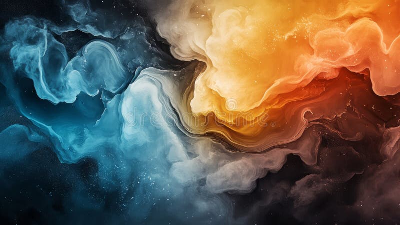 Vibrant Abstract Art Featuring Swirling Colors of Orange, Blue, and ...