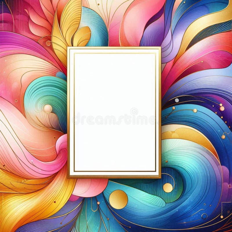 Vibrant Abstract Art Frame with Colorful Swirls and Dots Stock ...