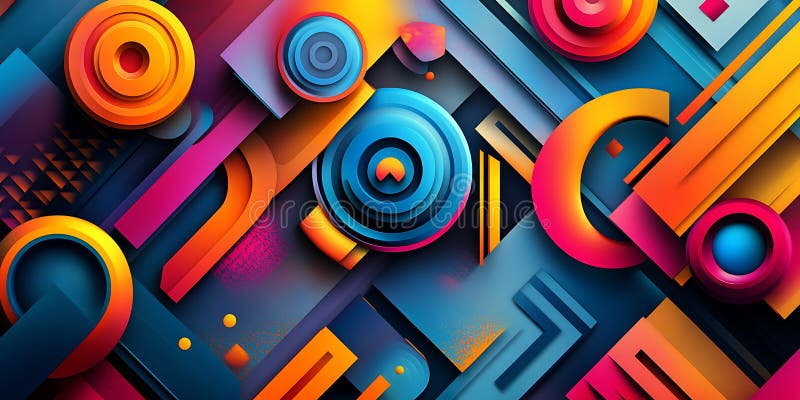 Vibrant Abstract Art Geometric Shapes and Bold Colors Stock ...