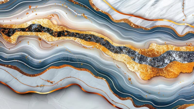 Vibrant Abstract Art Marble with Flowing Gold, Black, and Grey Waves ...