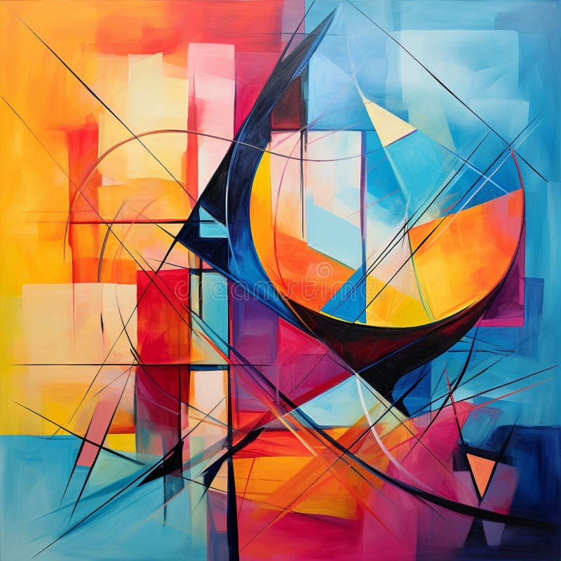 Vibrant and Abstract Art Piece with Harmonious Interplay of Colorful ...