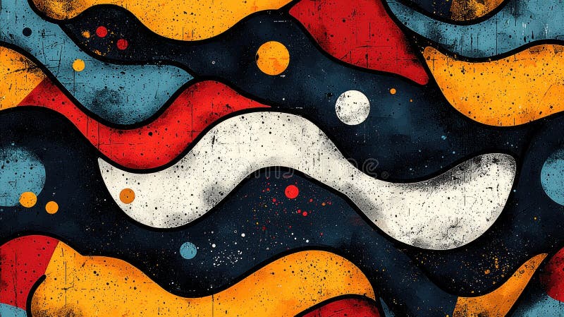 Vibrant Abstract Art with Wavy Lines and Bold Colors Stock Illustration ...