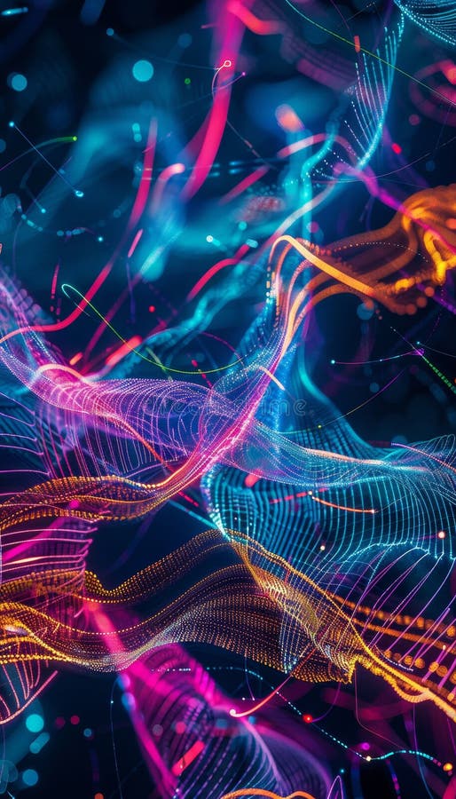 Vibrant Abstract Artwork Depicting the Essence of Luminous Neon Data ...