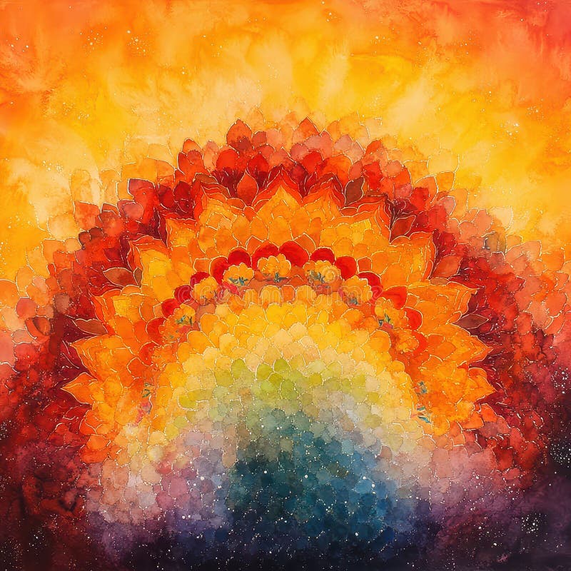 Vibrant Abstract Lotus Flower Design with Colorful Gradient Background ...