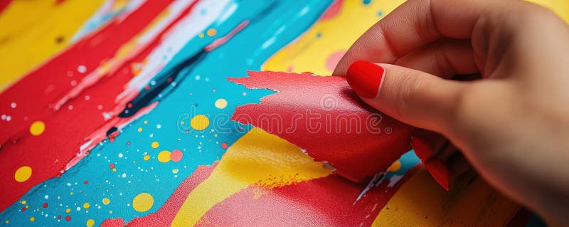 A Vibrant Abstract Artwork Featuring Bold Colors and Textures ...