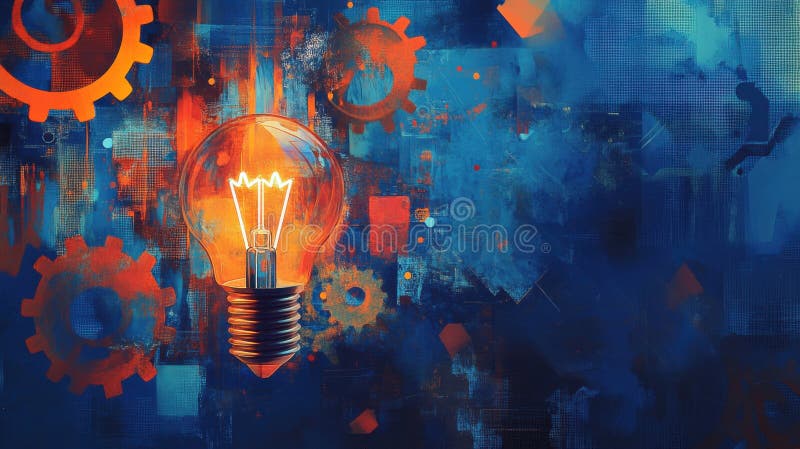 Vibrant Abstract Artwork Featuring a Glowing Light Bulb and Colorful ...