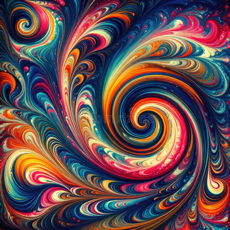 Psychedelic Swirls Abstract Art, AI Generated Stock Illustration ...