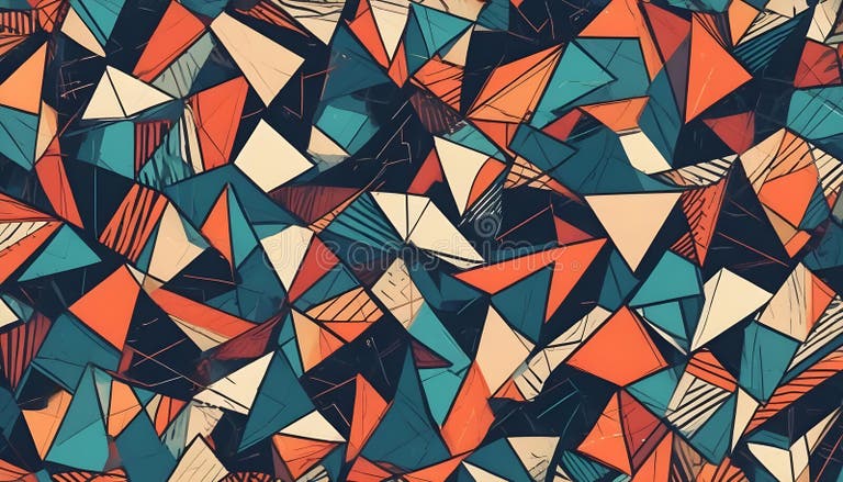 A Vibrant Abstract Artwork Featuring a Mosaic of Colorful Triangles and ...