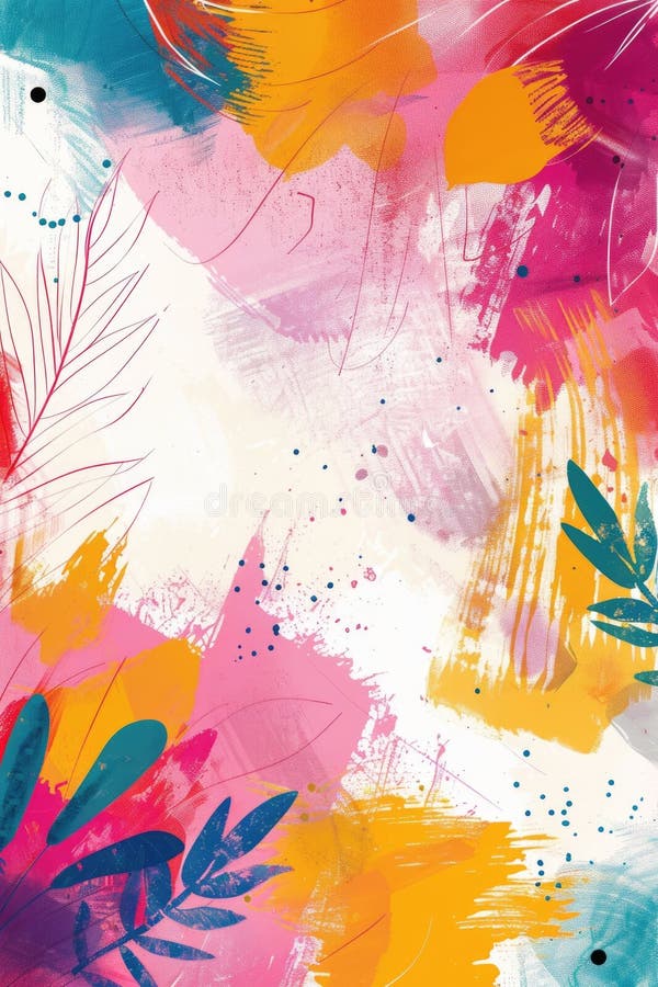 Vibrant Abstract Artwork with Tropical Foliage and Explosive Color ...