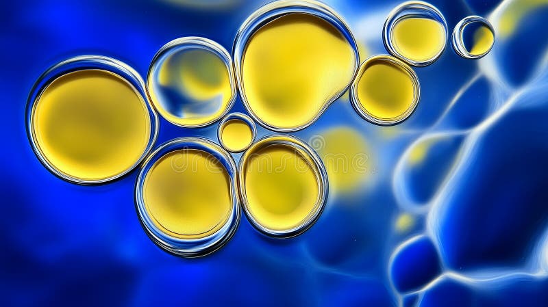 Vibrant Abstract Background with Big Blue and Yellow Bubbles Stock ...