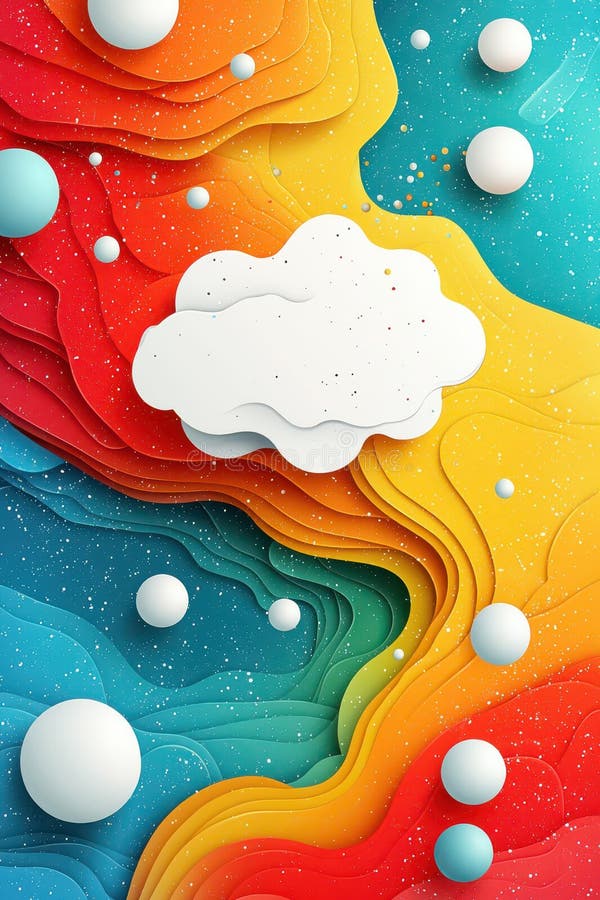 Vibrant Abstract Background with Colorful Layers and White Spheres in a ...