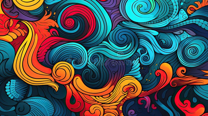 Vibrant Abstract Background with Colorful Swirls and Wave Patterns in a Psychedelic Design Stock ...
