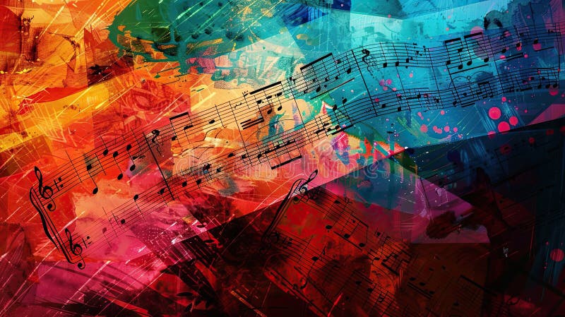 Vibrant Abstract Background Featuring Colorful Sheet Music Illustrating ...