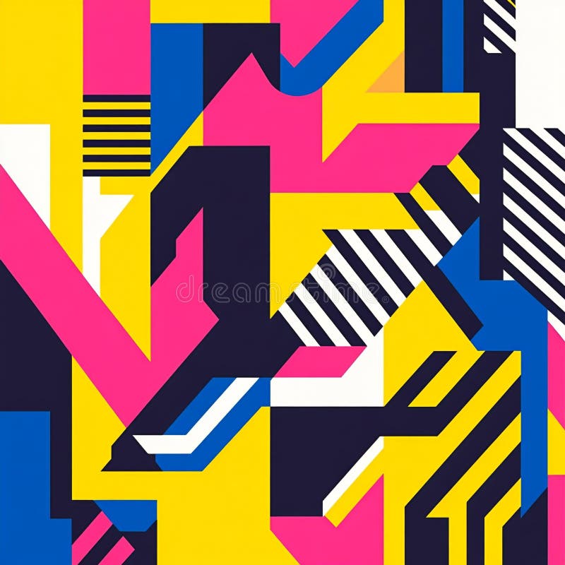 Abstract Geometric Background Bright Colors Bold Shapes Modern Design ...